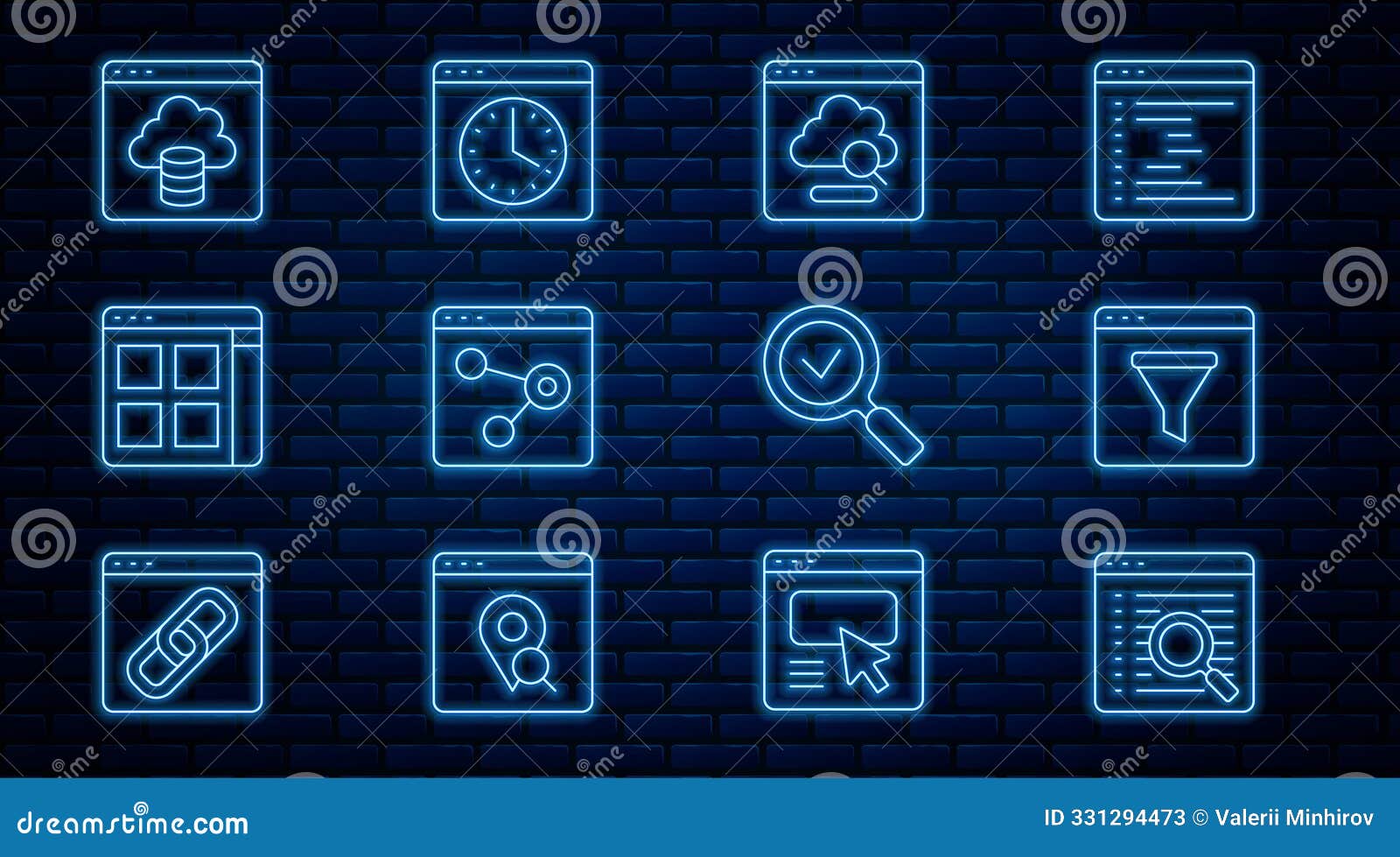 Set Line Search Package, Fragile Broken Glass And Conveyor Belt With ...