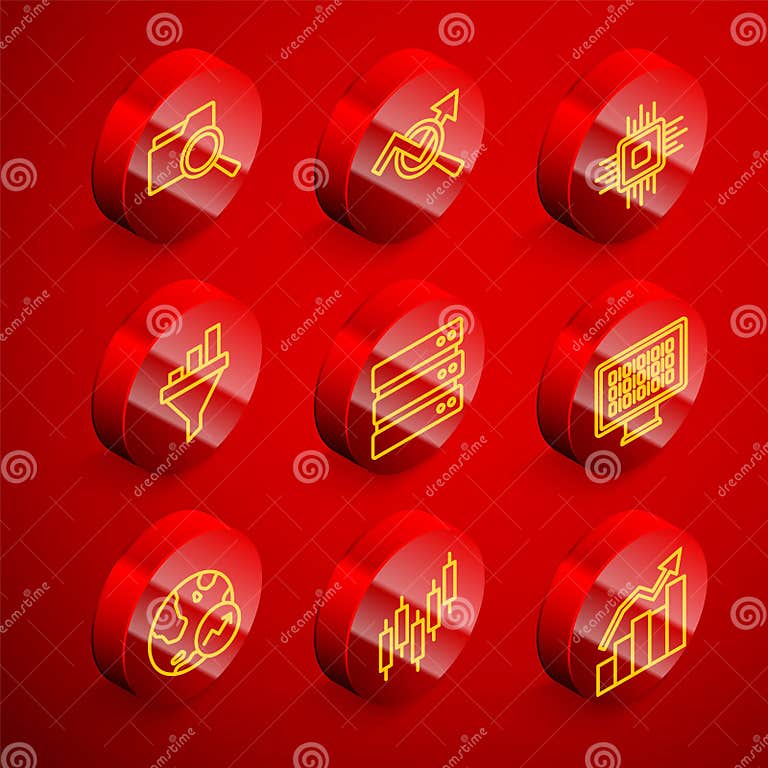 Set Line Search with Folder, Data Analysis, Processor CPU, Sales Funnel Chart, Server, Binary ...