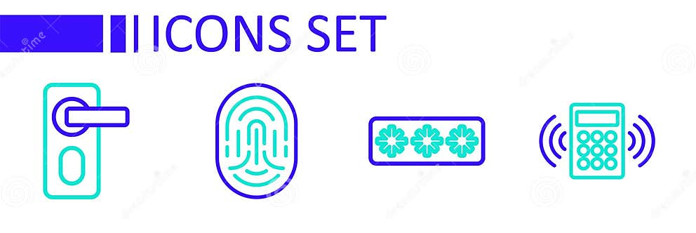 Set Line Security Keypad Access Panel, Password Protection, Fingerprint and Door Lock Icon ...