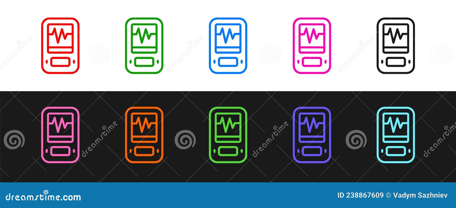 Set Line Seismograph Icon Isolated on Black and White Background ... Set Line Seismograph Icon Isolated on Black and White Background ...