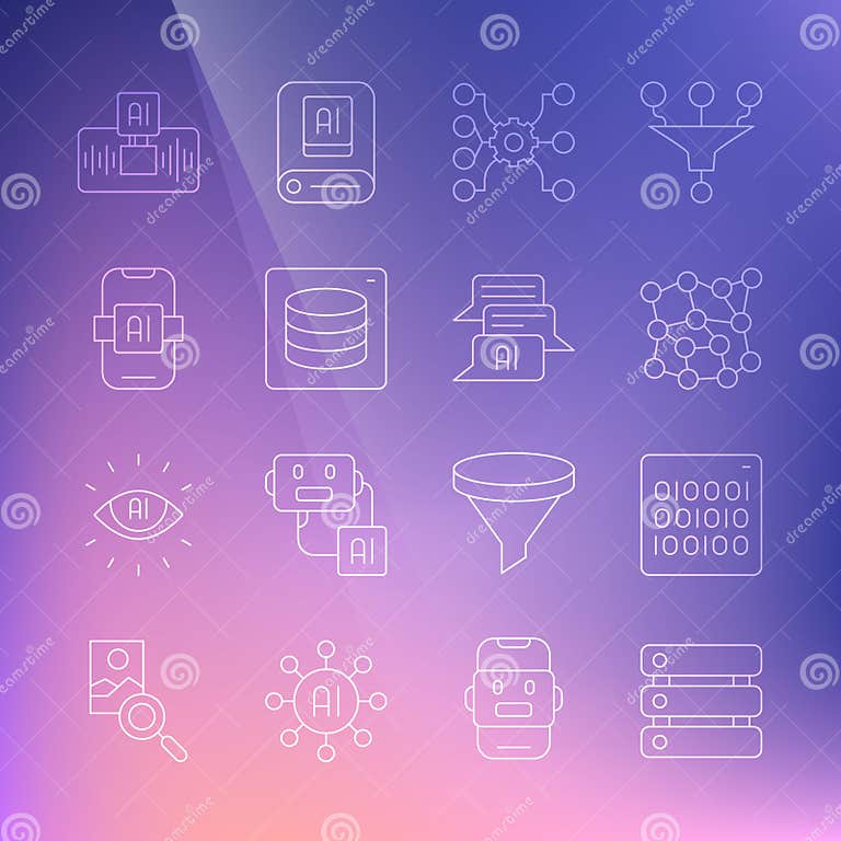 Set Line Server, Data, Binary Code, Neural Network, Artificial Intelligence AI, and Chat Bot ...