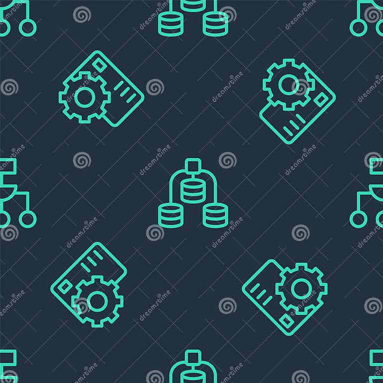 Set Line Server, Data, Neural Network and Algorithm on Seamless Pattern. Vector Stock ...