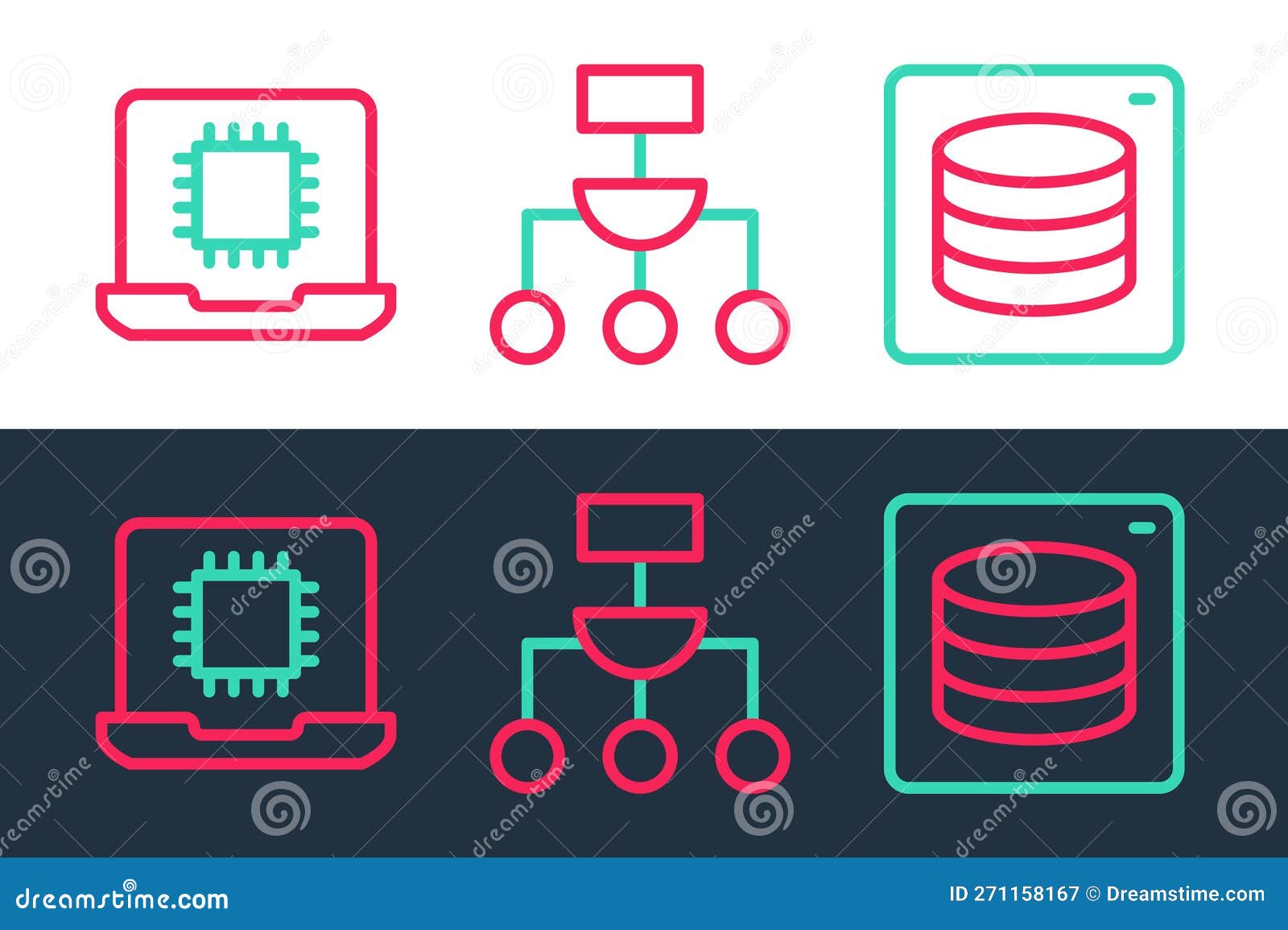 Set Line Server, Data, Processor CPU and Algorithm Icon. Vector Stock ... Set Line Server, Data, Processor CPU and Algorithm Icon. Vector Stock ...