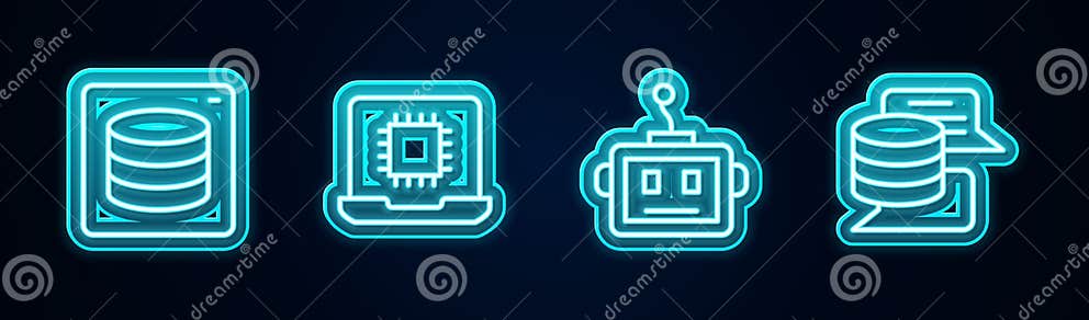Set Line Server, Data, Processor CPU, Artificial Intelligence Robot and ... Set Line Server, Data, Processor CPU, Artificial Intelligence Robot and ...