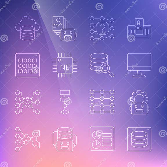 Set Line Server Data Robot Setting Computer Monitor Neural Network Processor Cpu Binary