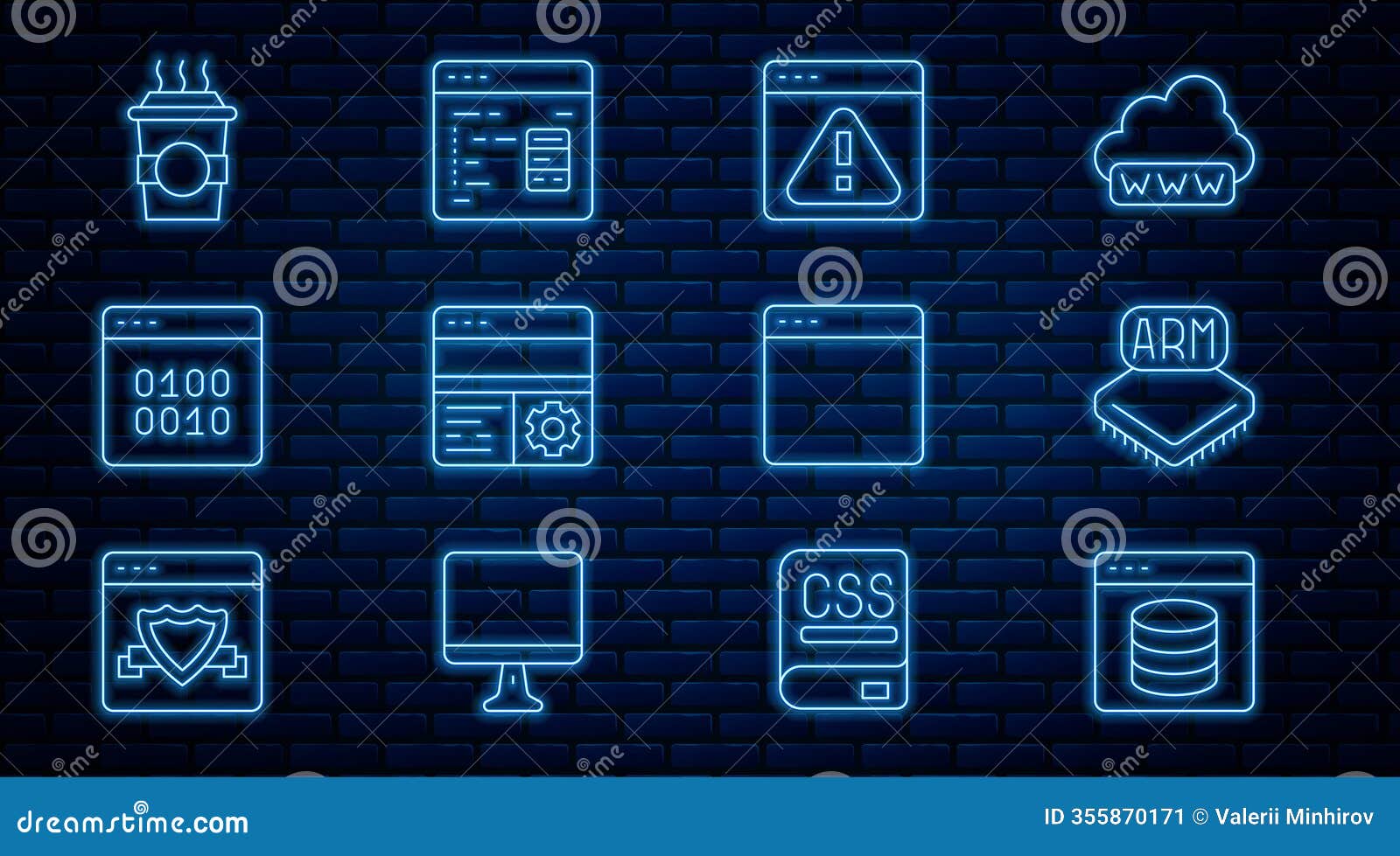 Set Line Server Security With Lock, FTP Folder And, Retro Wall Watch And Folder Icon. Vector ...