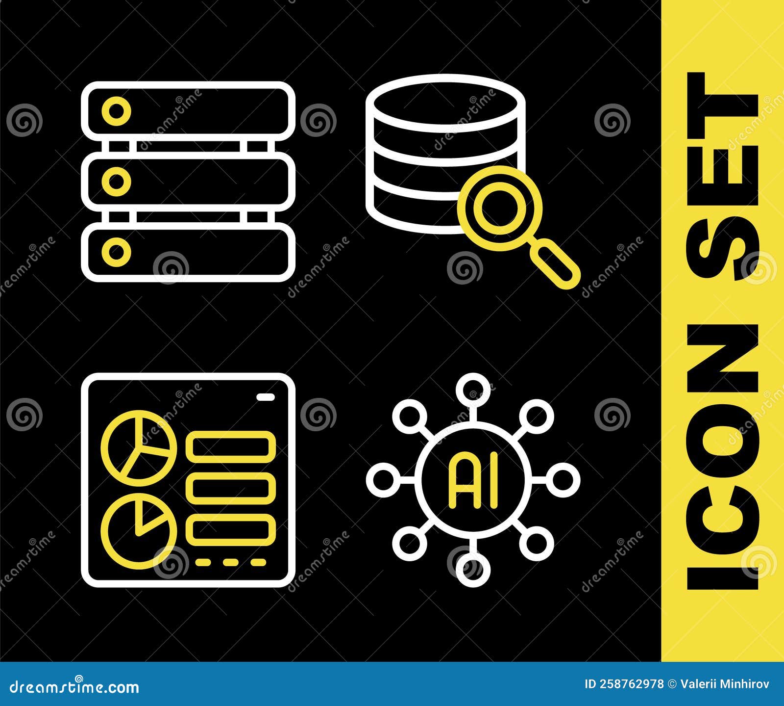 Set Line Server, Neural Network, Computer Api Interface and Data Icon ... Set Line Server, Neural Network, Computer Api Interface and Data Icon ...