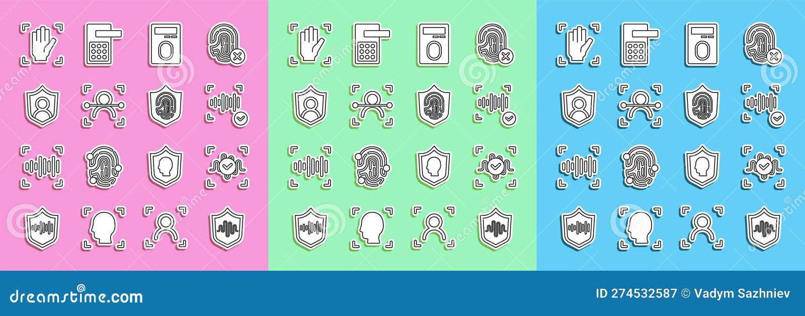 Set Line Shield Voice Recognition, Voice, Fingerprint with Lock, Face ...