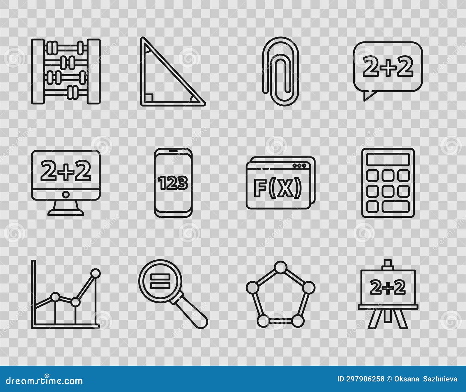Set Line Sigma Symbol, Calculator, Book with Word Mathematics, Paper ... Set Line Sigma Symbol, Calculator, Book with Word Mathematics, Paper ...