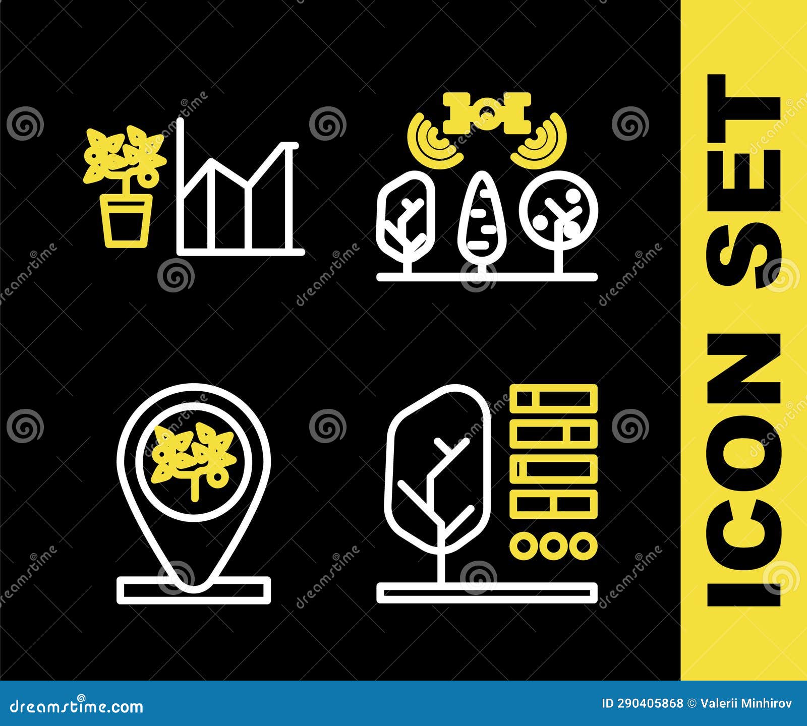 Set Line Smart Farm with Drone, Plant Status, Location and Tree and ...