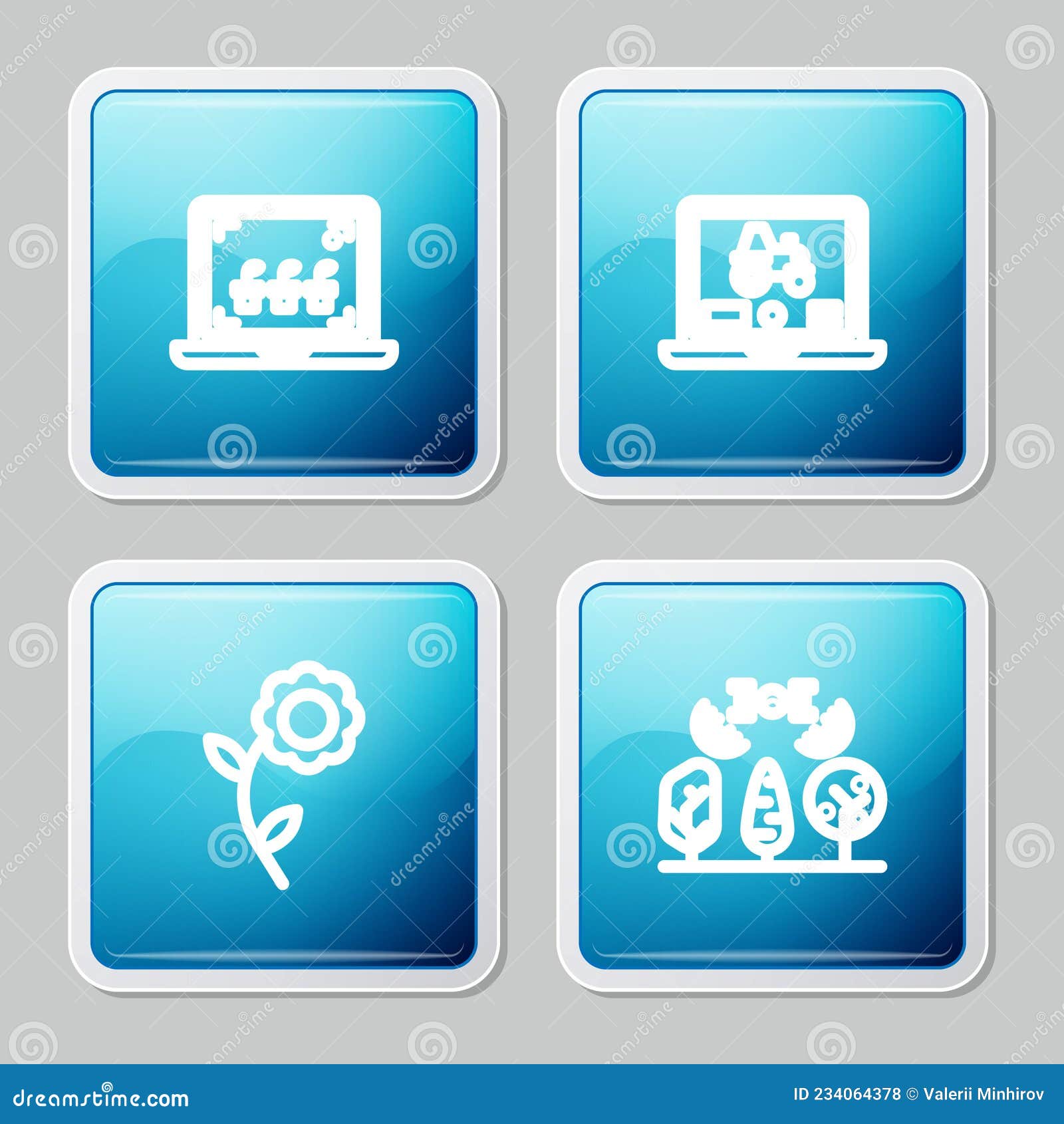 Set Line Smart Farming Technology, Laptop Application for Smart, Flower ...