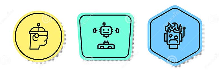 Set Line Smart Glasses, Disassembled Robot and Robot Burned Out ... Set Line Smart Glasses, Disassembled Robot and Robot Burned Out ...