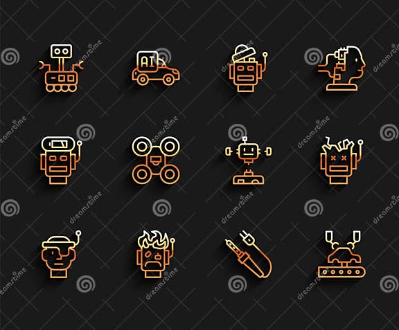 Set Line Smart Glasses, Robot Burned Out, Soldering Iron, Robotic Robot ... Set Line Smart Glasses, Robot Burned Out, Soldering Iron, Robotic Robot ...