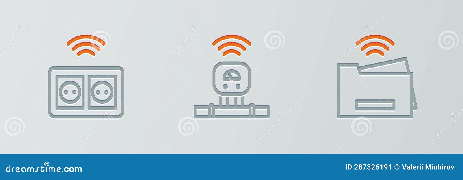 Set Line Smart Printer, Electrical Outlet and Sensor Icon. Vector Stock ... Set Line Smart Printer, Electrical Outlet and Sensor Icon. Vector Stock ...