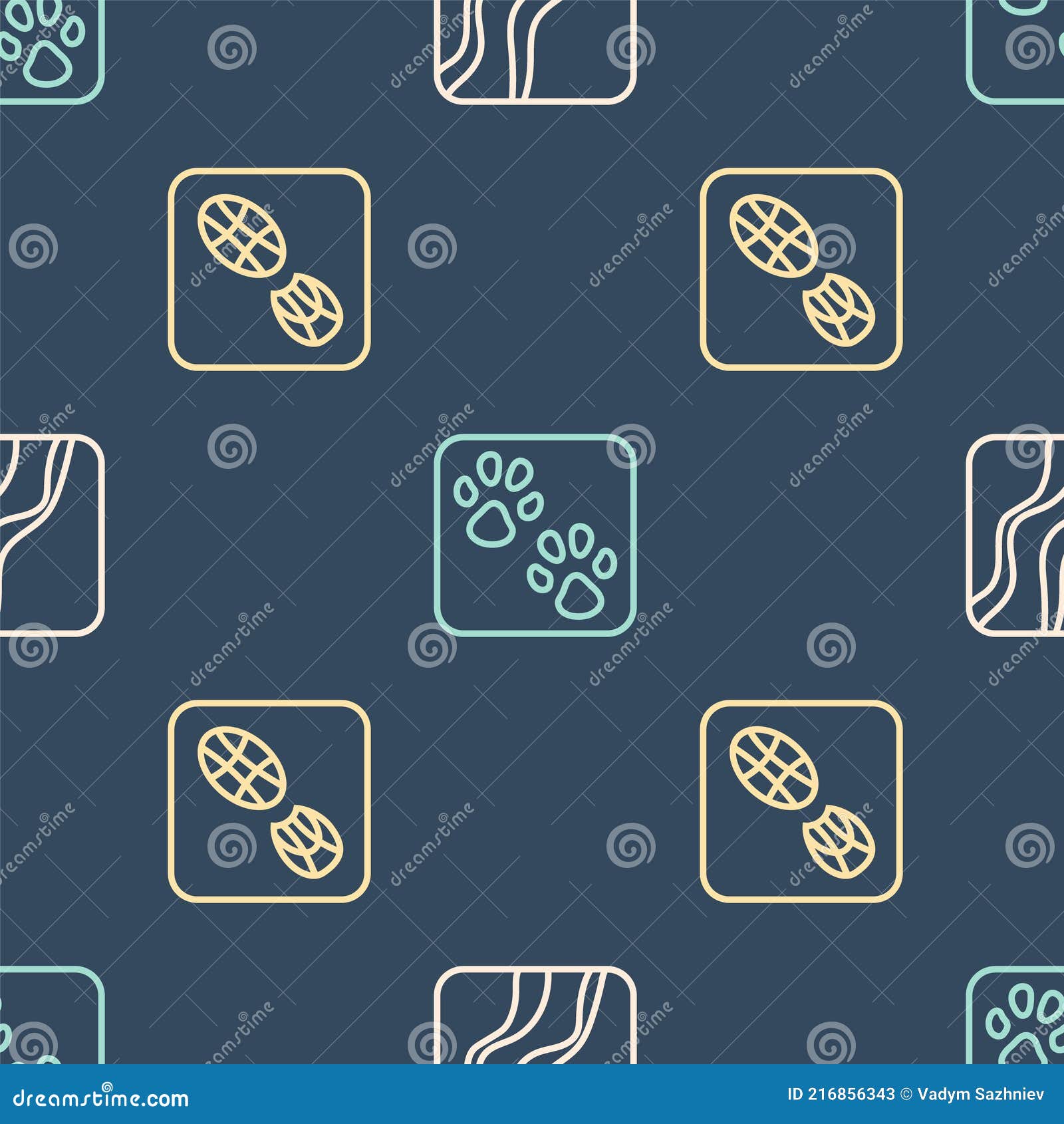 Set Line Snake Paw Footprint, Human Footprints Shoes and Paw on ...