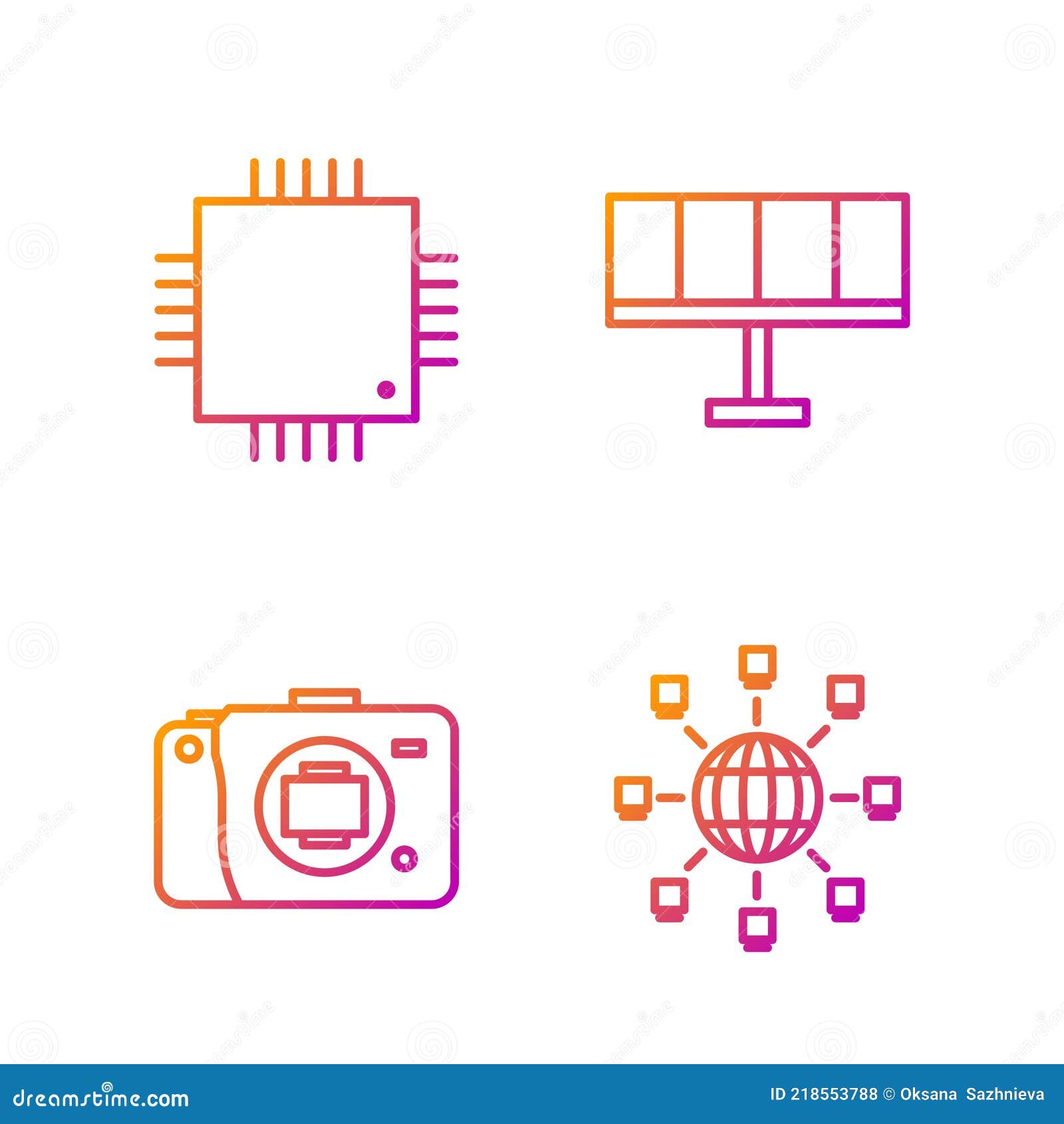 Set Line Social Network Mirrorless Camera Processor With Microcircuits Cpu And Solar Energy