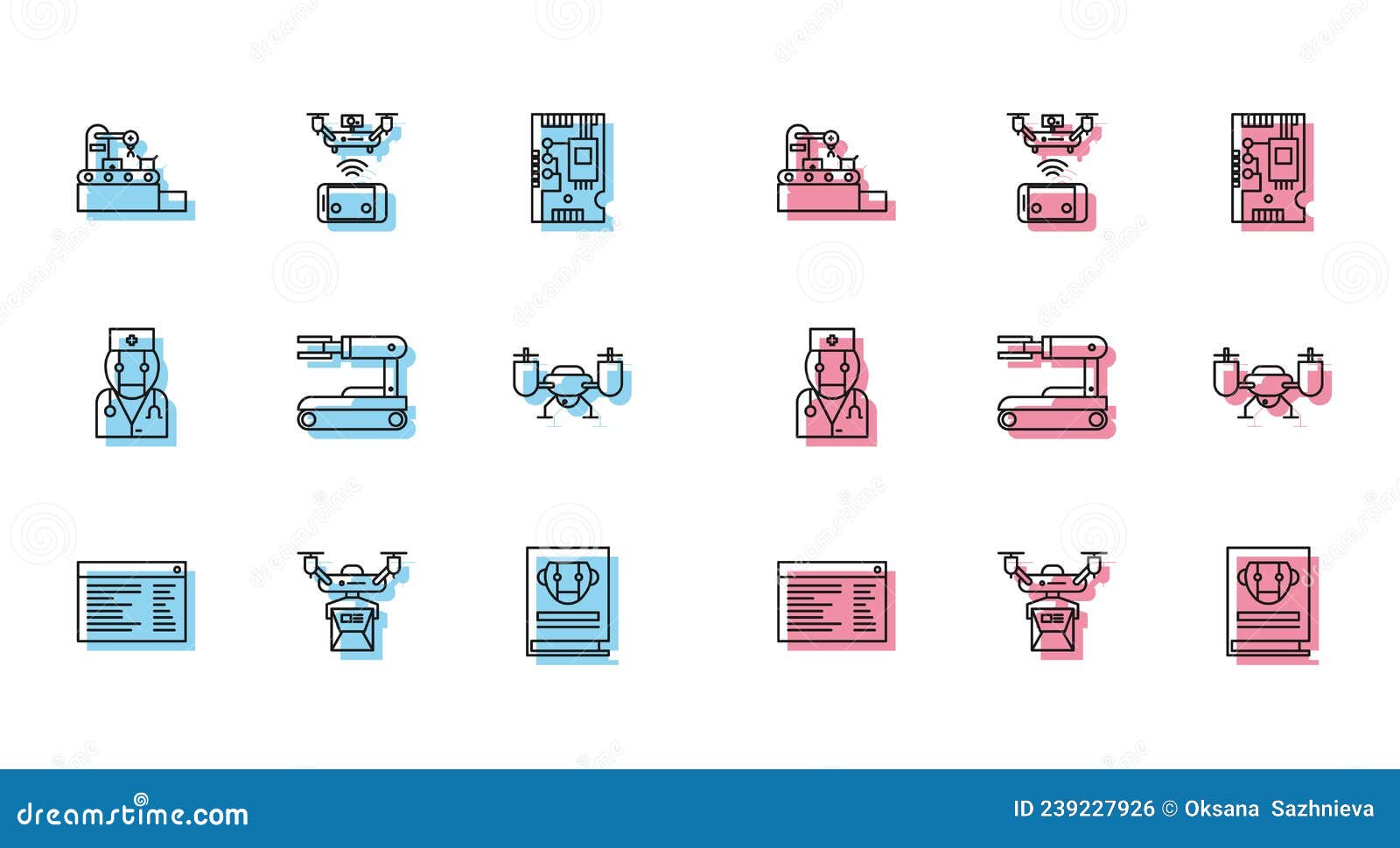 Set Line Software, Web Developer Programming Code, Drone Delivery Concept, Factory Conveyor ...