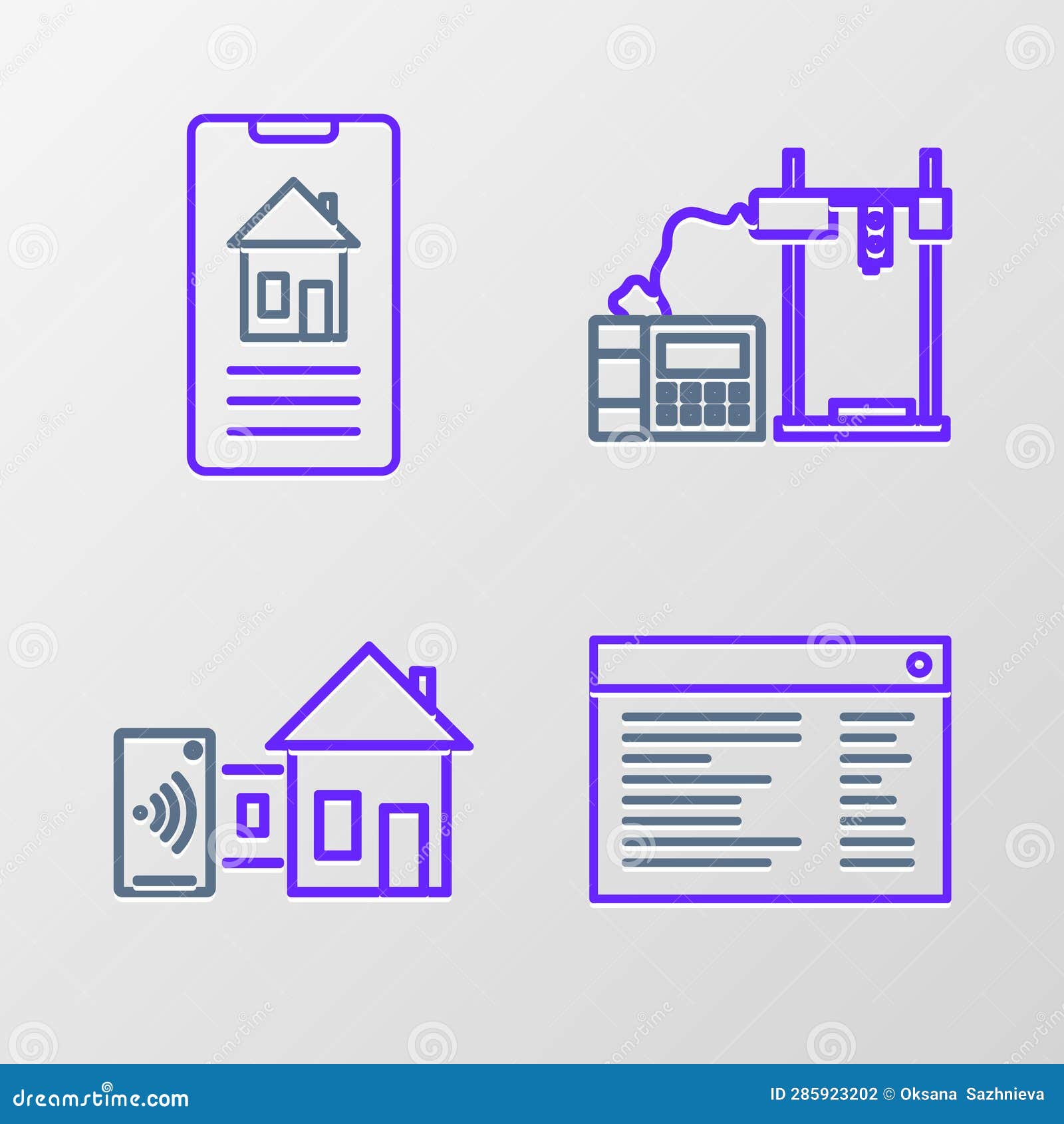 Set Line Software, Web Developer Programming Code, Smart Home, 3D Printer and Icon. Vector Stock ...