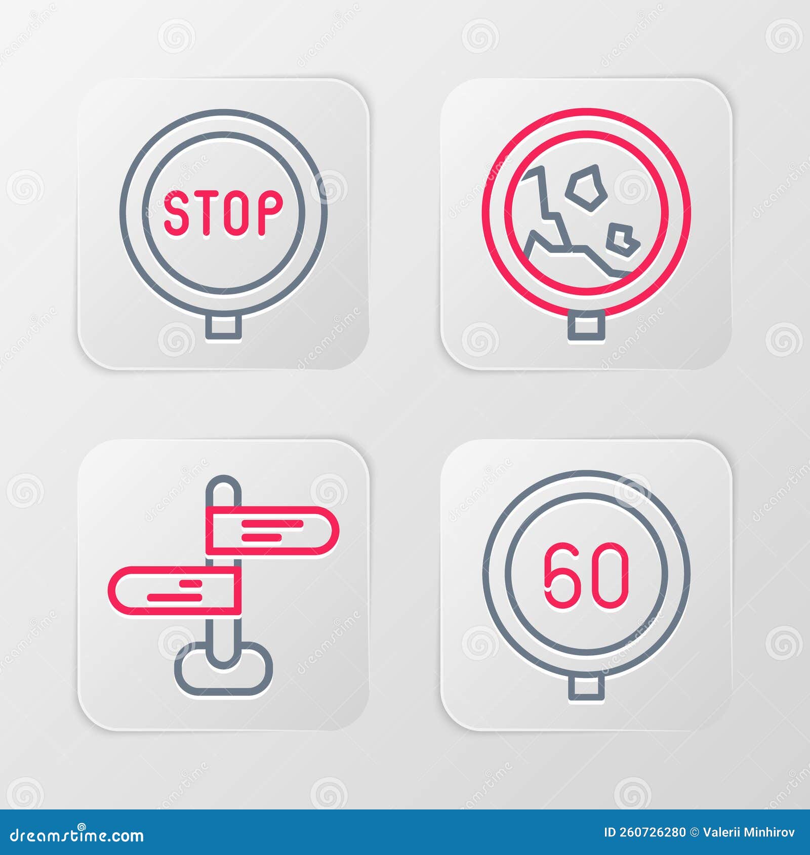Set Line Speed Limit Traffic, Road Sign, Warning Rockfall and Stop Icon ... Set Line Speed Limit Traffic, Road Sign, Warning Rockfall and Stop Icon ...