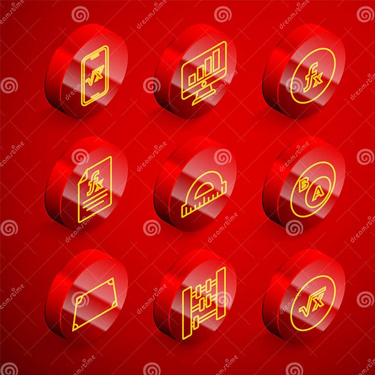 Set Line Square Root of X Glyph, Computer Monitor with Graph Chart ...