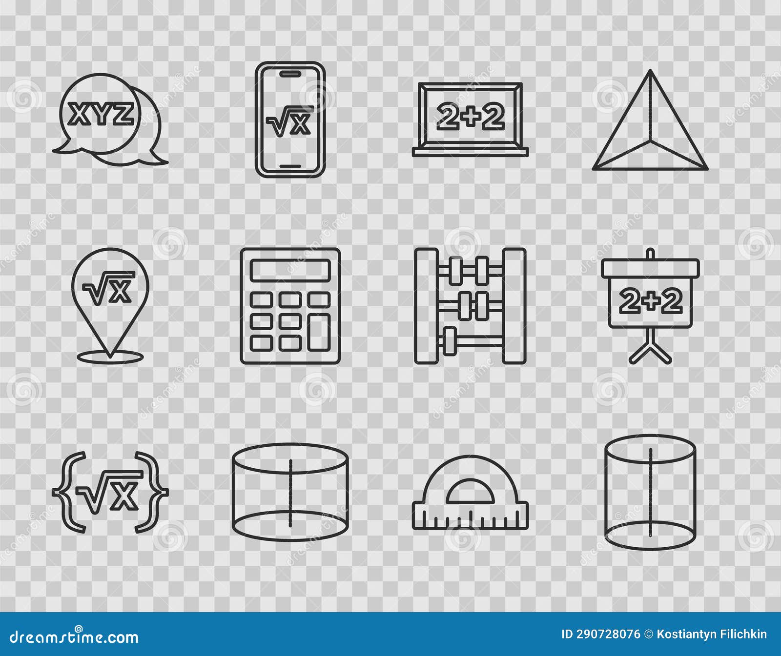 Set Line Square Root of X Glyph, Geometric Figure, Chalkboard, Cylinder ...
