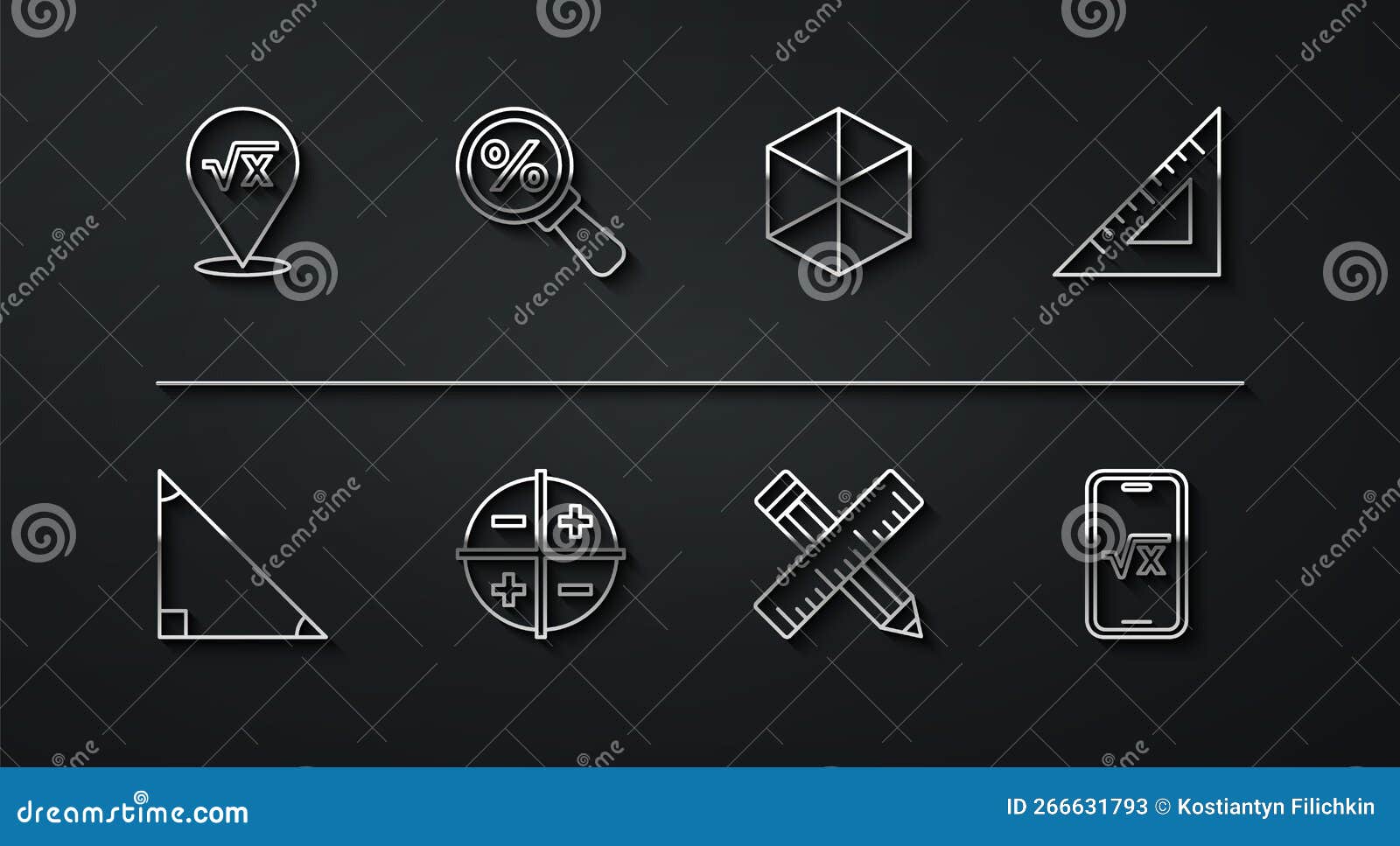 Set Line Square Root of X Glyph, Triangle Math, Triangular Ruler ... Set Line Square Root of X Glyph, Triangle Math, Triangular Ruler ...