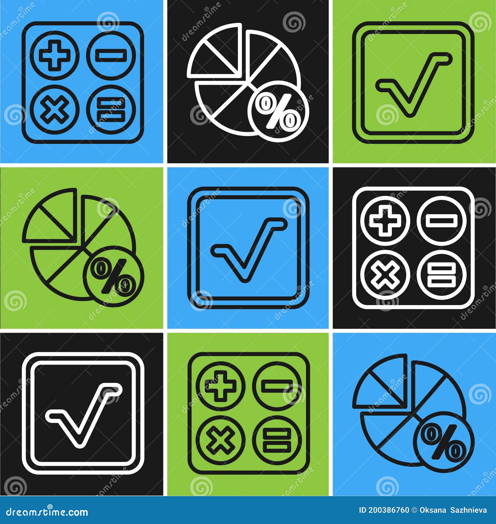 Set Line Square Root, Open Book and Equation Solution Icon. Vector ...