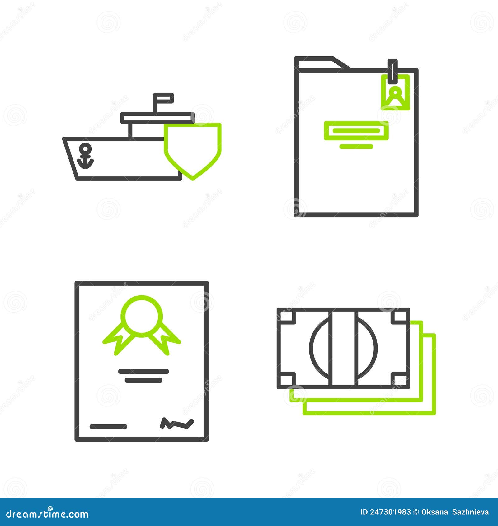 Set Line Stacks Paper Money Cash, Certificate Template, Personal Folder ...