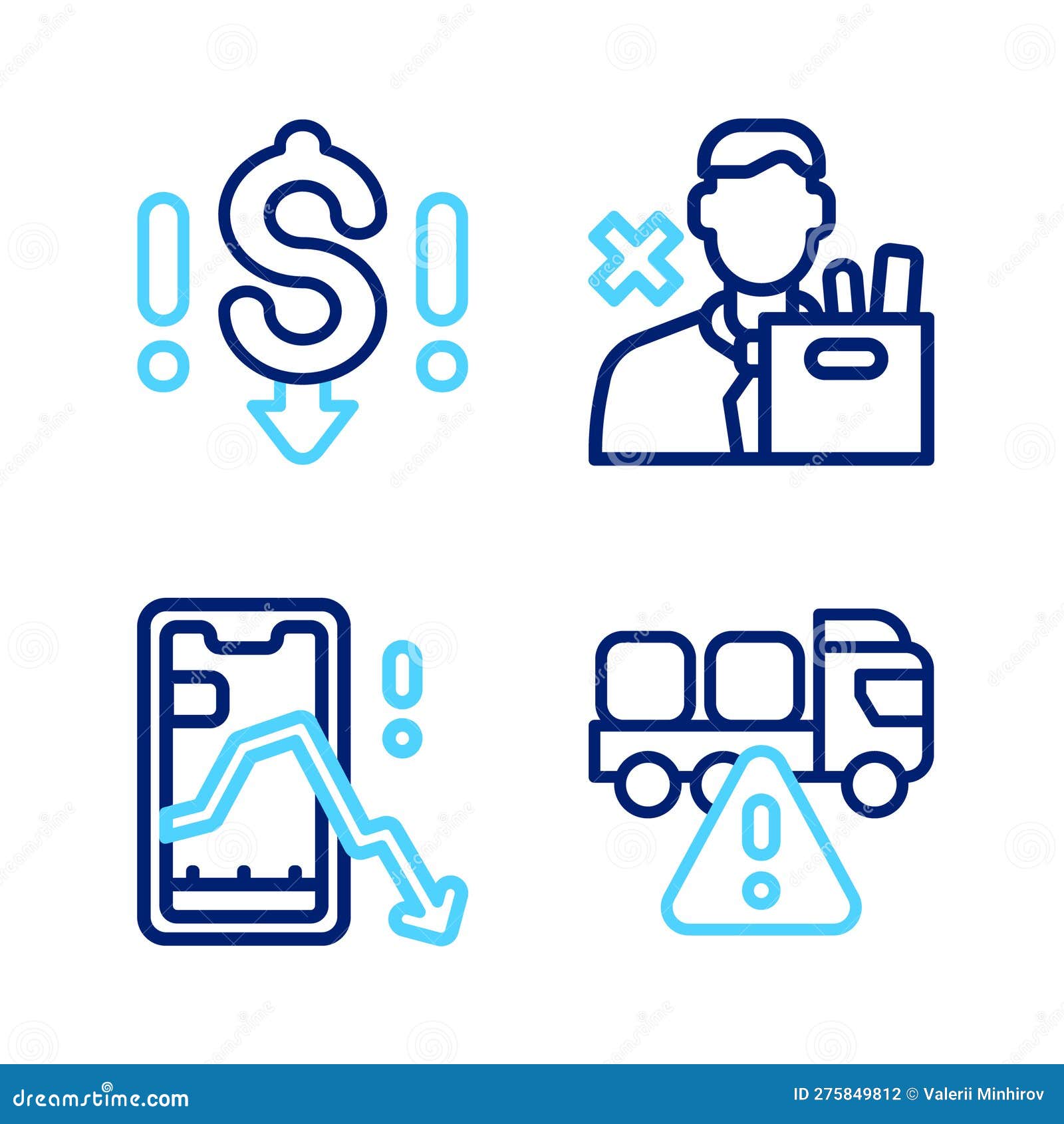 Set Line Stop Delivery Cargo Truck, Mobile Stock Trading, Employee Dismissal and Dollar Rate ...