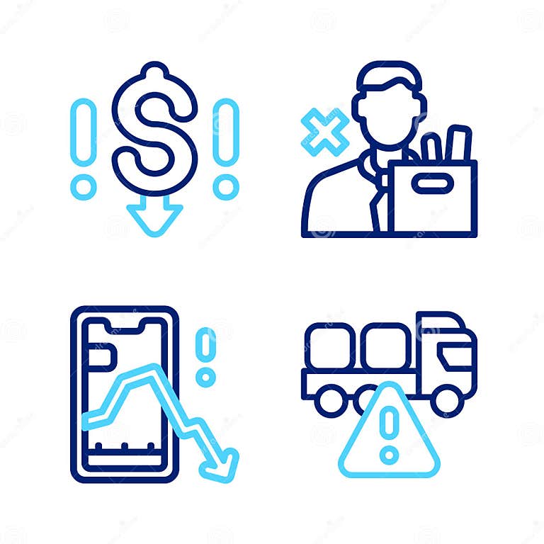 Set Line Stop Delivery Cargo Truck, Mobile Stock Trading, Employee ...