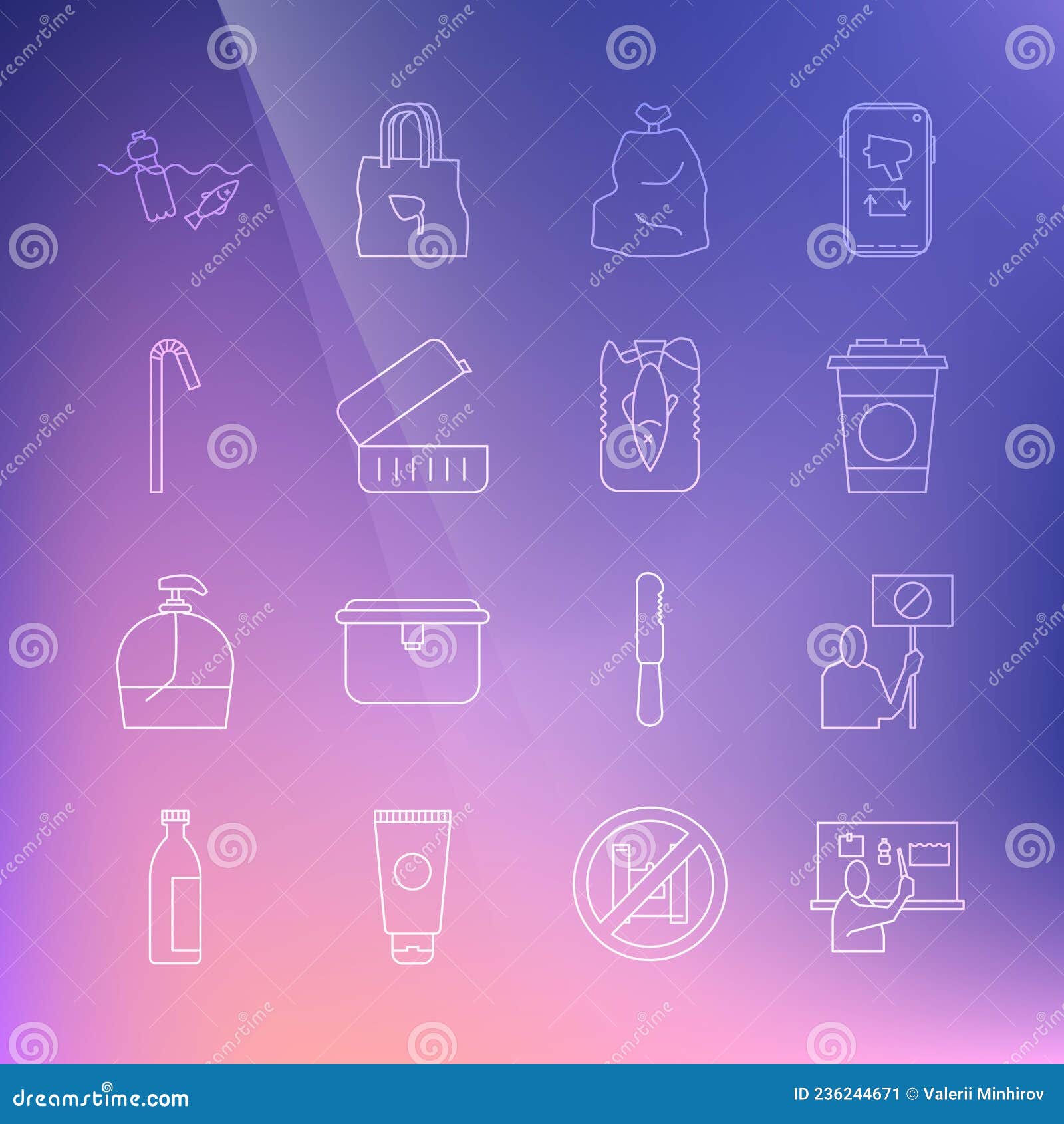 Set Line Stop Plastic Pollution, Nature Saving Protest, Paper Glass ...