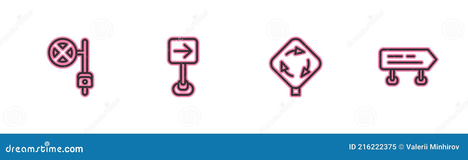 Set Line Stop Sign with Camera, Roundabout Traffic, Traffic Turn Right ...