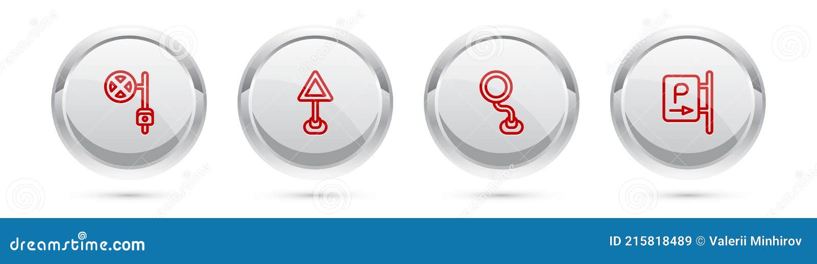 Set Line Stop Sign with Camera, Triangle Warning Blank, Road Traffic ...