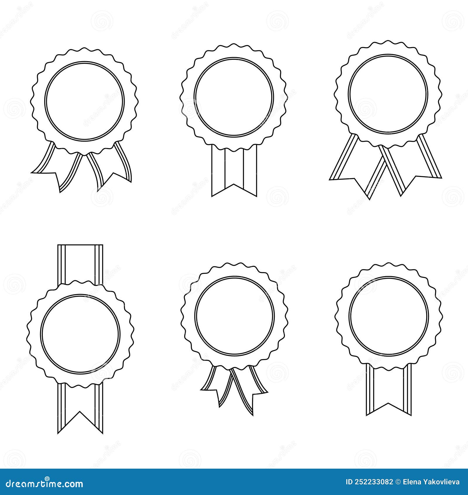 Set of Line Style Ribbon Badges. Vector Illustration on White ...
