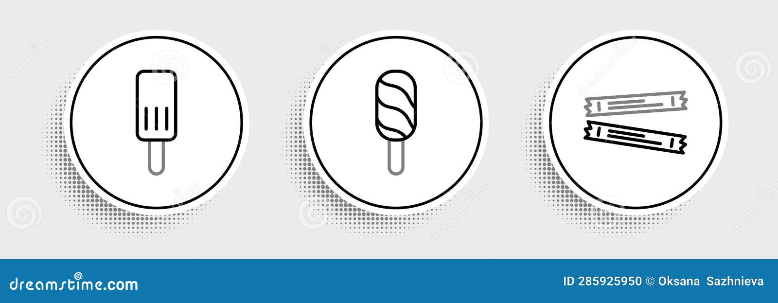 Set Line Sugar Stick Packets, Ice Cream and Icon. Vector Stock Vector ...