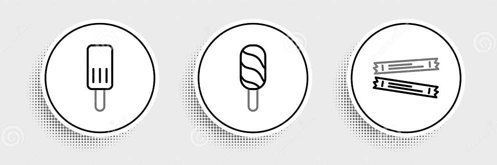Set Line Sugar Stick Packets, Ice Cream and Icon. Vector Stock Vector ...