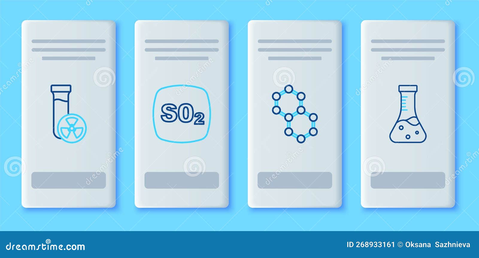 Set Line Sulfur Dioxide SO2, Molecule, Test Tube with Toxic Liquid and ...