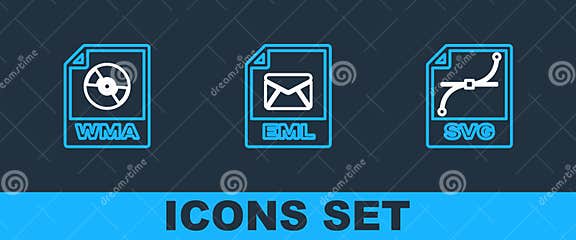 Set Line SVG File Document, WMA and EML Icon. Vector Stock Vector ... Set Line SVG File Document, WMA and EML Icon. Vector Stock Vector ...