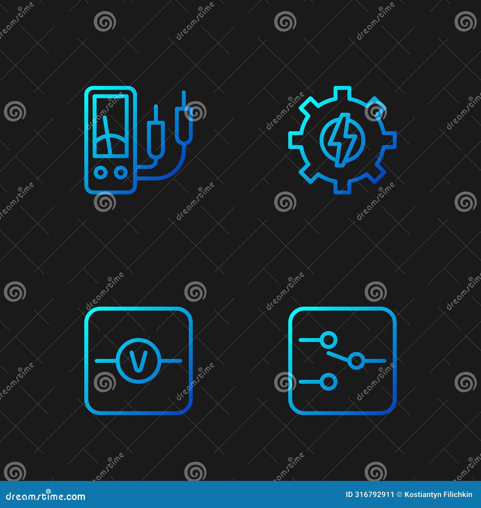 Voltmeter Or Multimeter Different Style Icon Set Stock Illustration ...