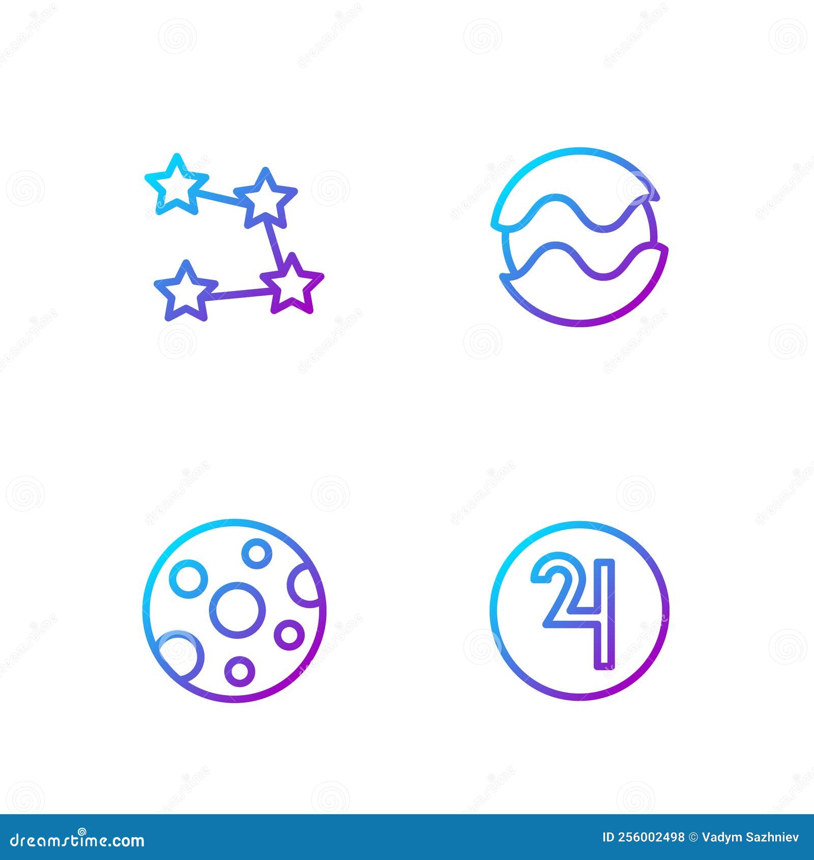Set Line Symbol Jupiter, Full Moon, Star Constellation Zodiac and ...