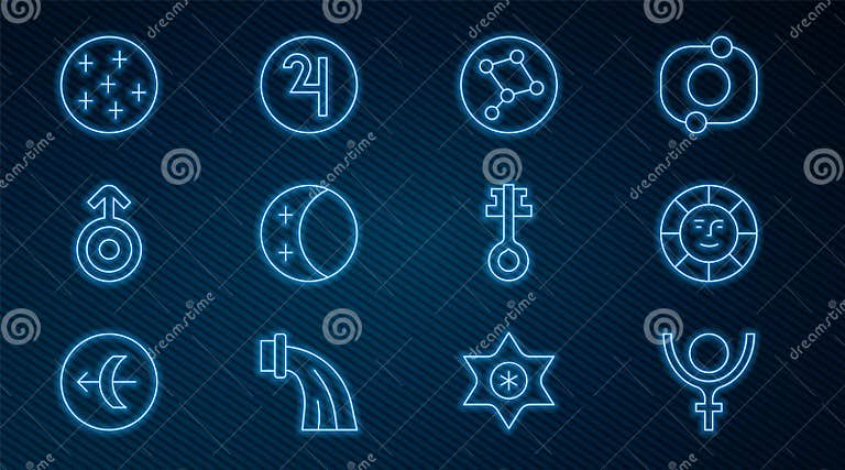 Set Line Symbol Pluto, Sun, Great Bear Constellation, Eclipse of the ...