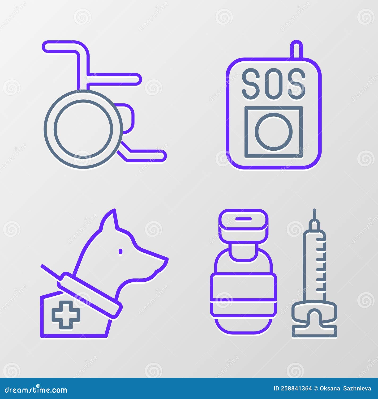 Set Line Syringe, Guide Dog, Press the SOS Button and Wheelchair Icon ...