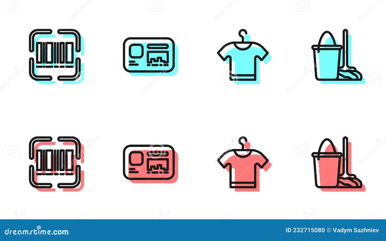 Set Line T-shirt, Scanner Scanning Bar Code, Identification Badge and ...