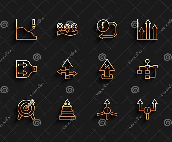 Set Line Target, Pyramid Chart Infographics, Financial Growth Decrease, Arrow, Hierarchy ...