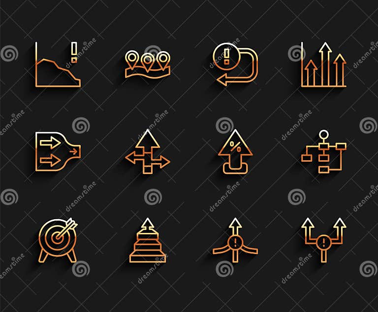 Set Line Target, Pyramid Chart Infographics, Financial Growth Decrease, Arrow, Hierarchy ...