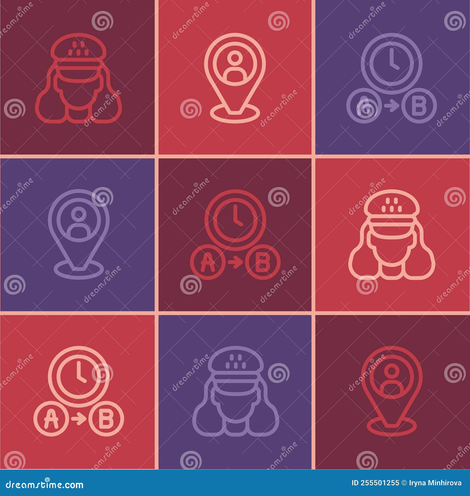 Set Line Taxi Driver, Waiting Time and Client Icon. Vector Stock Vector ...