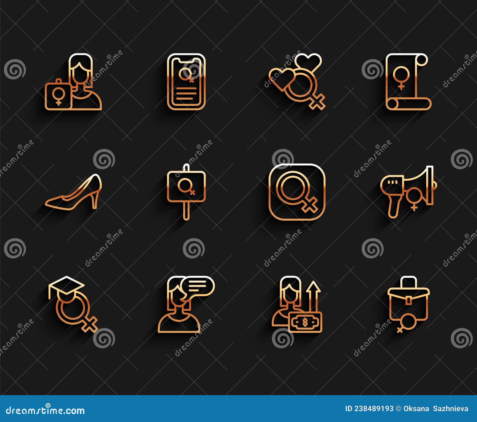 Set Line Teacher Female Opinion Feminist Activist Money Growth Woman