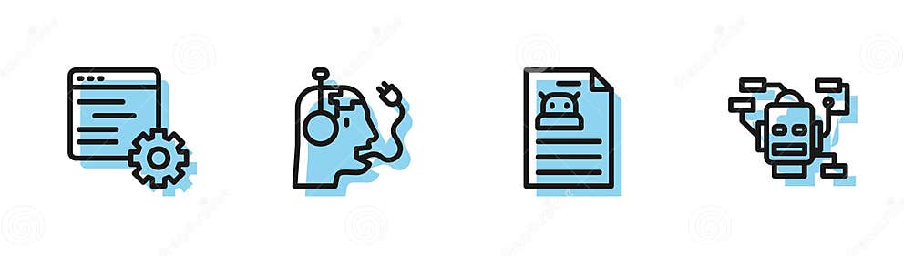 Set Line Technical Specification, Computer Api Interface, Robot Charging Battery and Icon ...