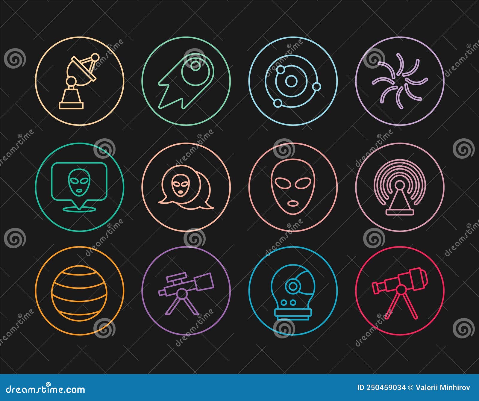 Set Line Telescope, Radar, Solar System, Alien, Satellite Dish, and ...