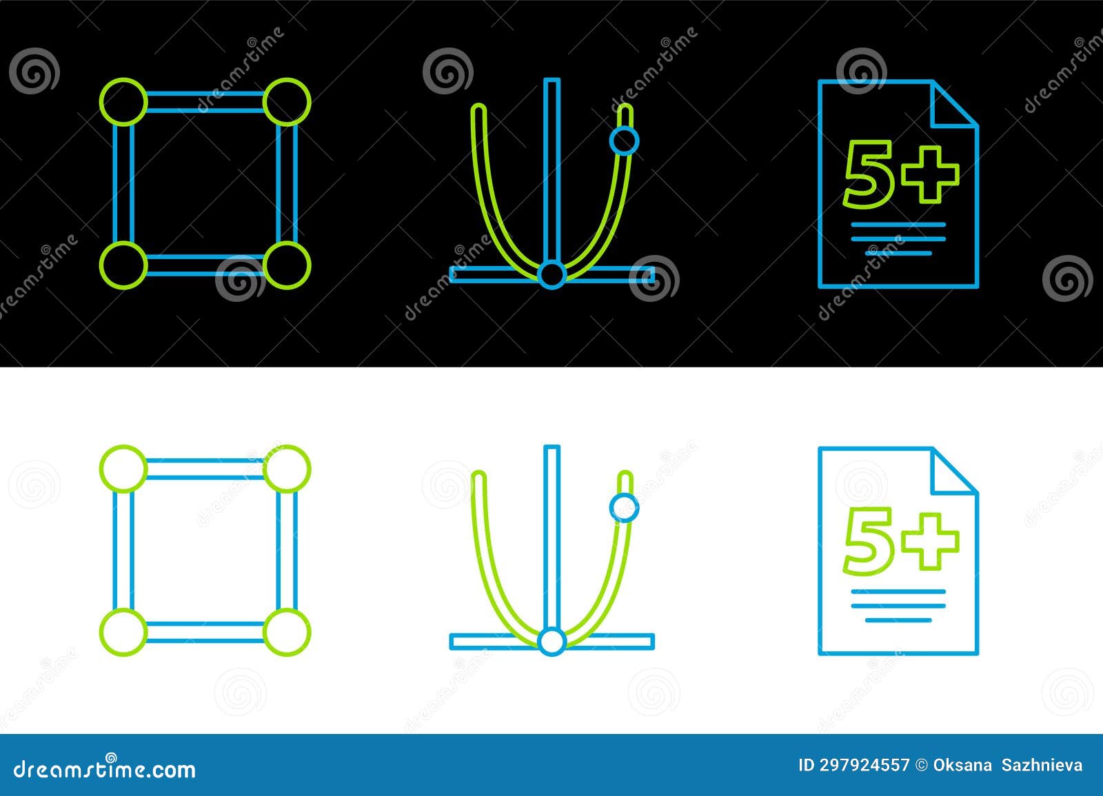 Set Line Test or Exam Sheet, Geometric Figure Square and Graph ...